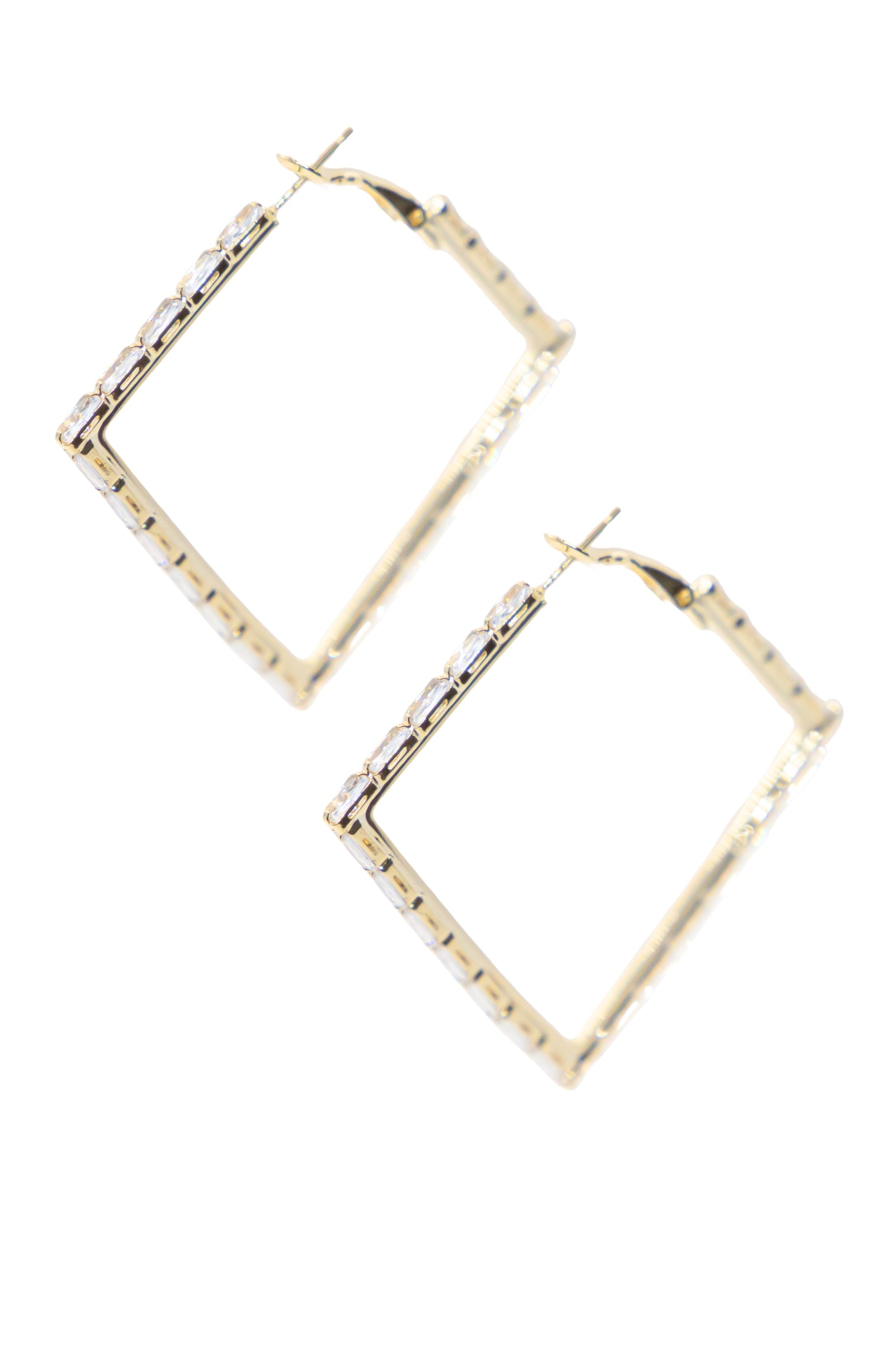Large Gold and Crystal square Hoops Earrings – GRACE+EMMA®