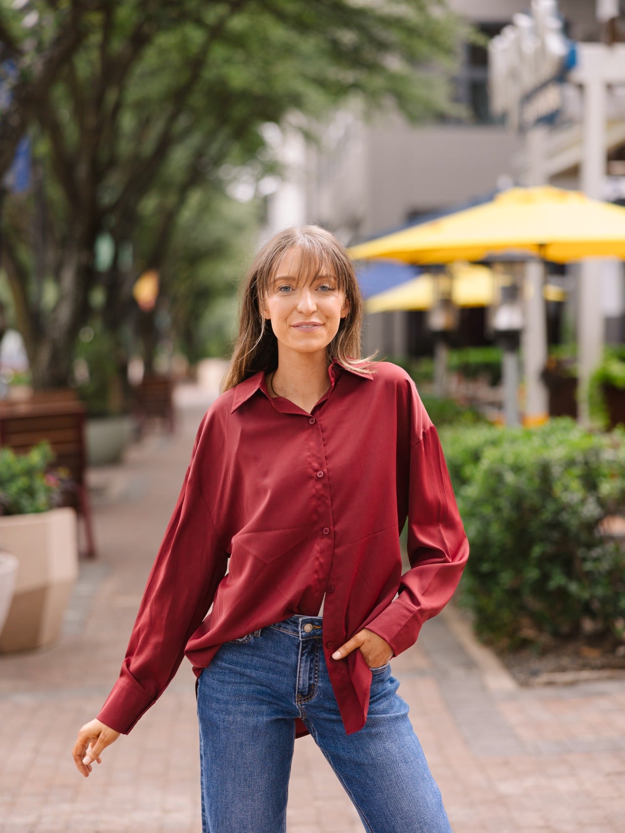 The Kathryn Button-Up, Maroon – GRACE+EMMA®