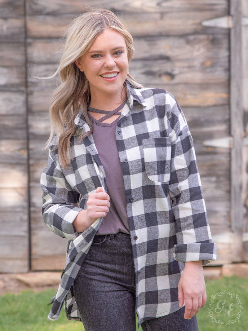 The Standard Plaid Flannel, Black and White – Grace+Emma