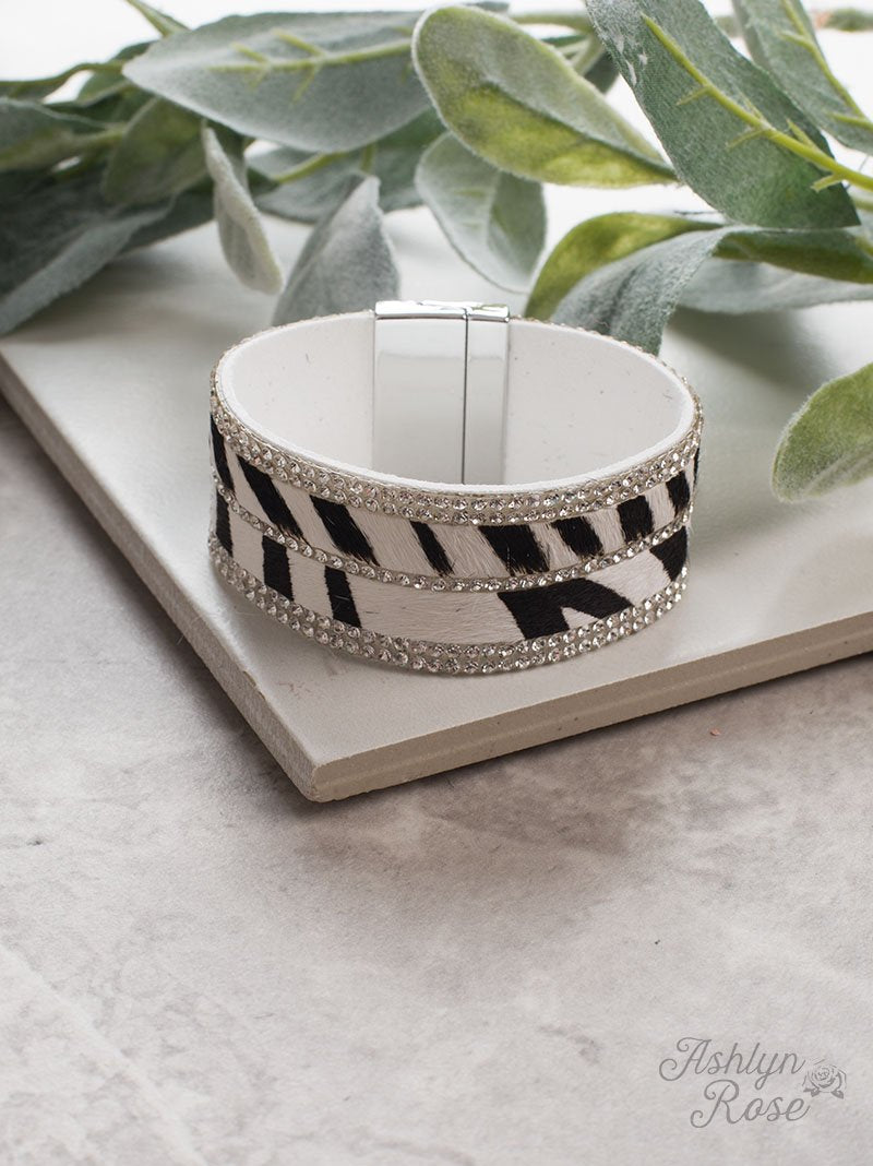Where the Wild Things Are Leather Fur Bracelet, Zebra – Grace+Emma